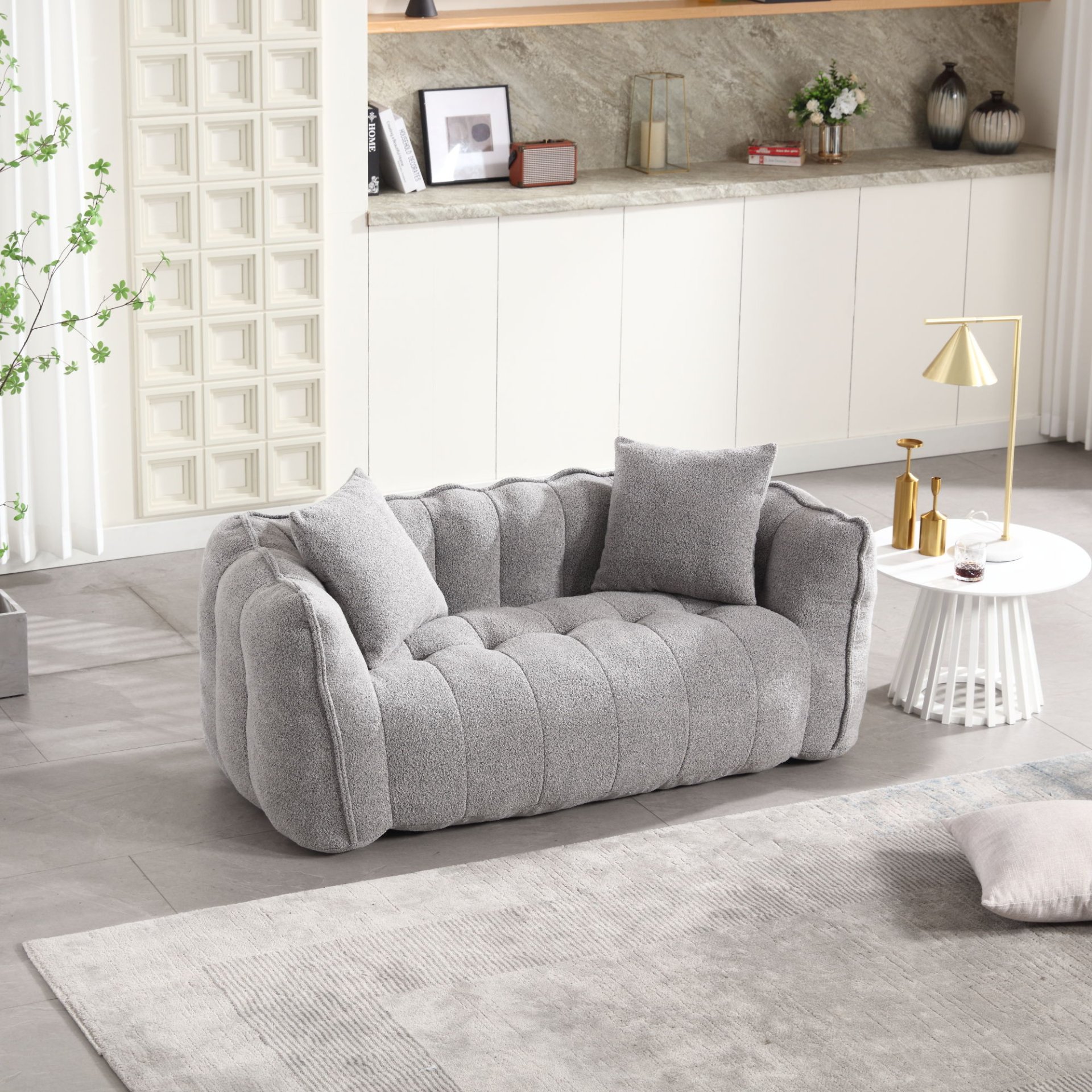 Soft Beanbag Chair With High Resilience Foam Core For Two People - Gray ...